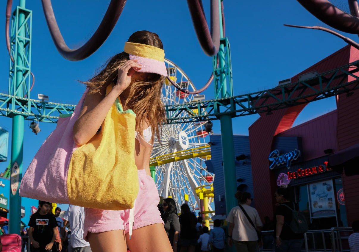 The Majorca Color Block French Terry Visor - Navy/Pink – Jocelyn